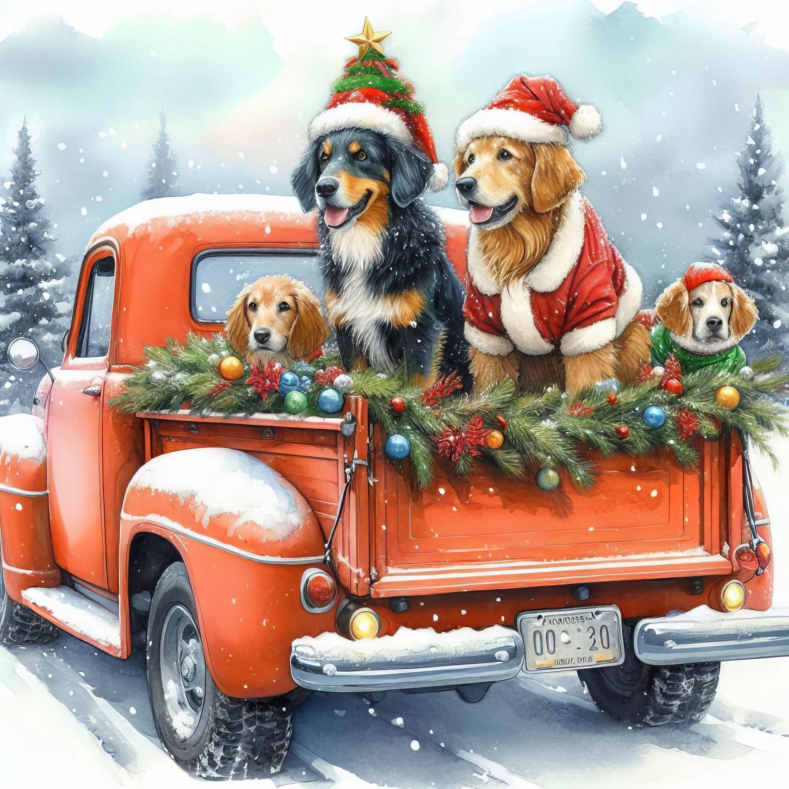 Christmas Dogs: Clip Art, 10 High Res Watercolor Jpgs, Junk Journaling ...