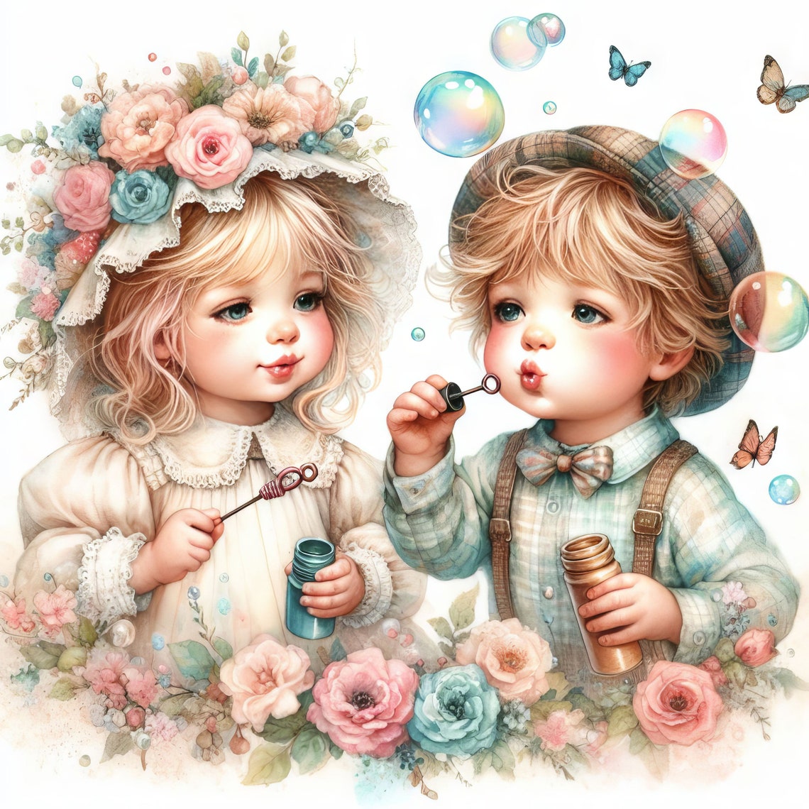 Blowing Bubbles: Clip Art, 10 High Res Watercolor Jpgs, Junk Journaling ...