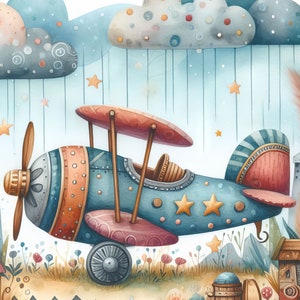 Whimsical Airplanes Clip Art Bundle 10 High Res Watercolor Jpgs for ...