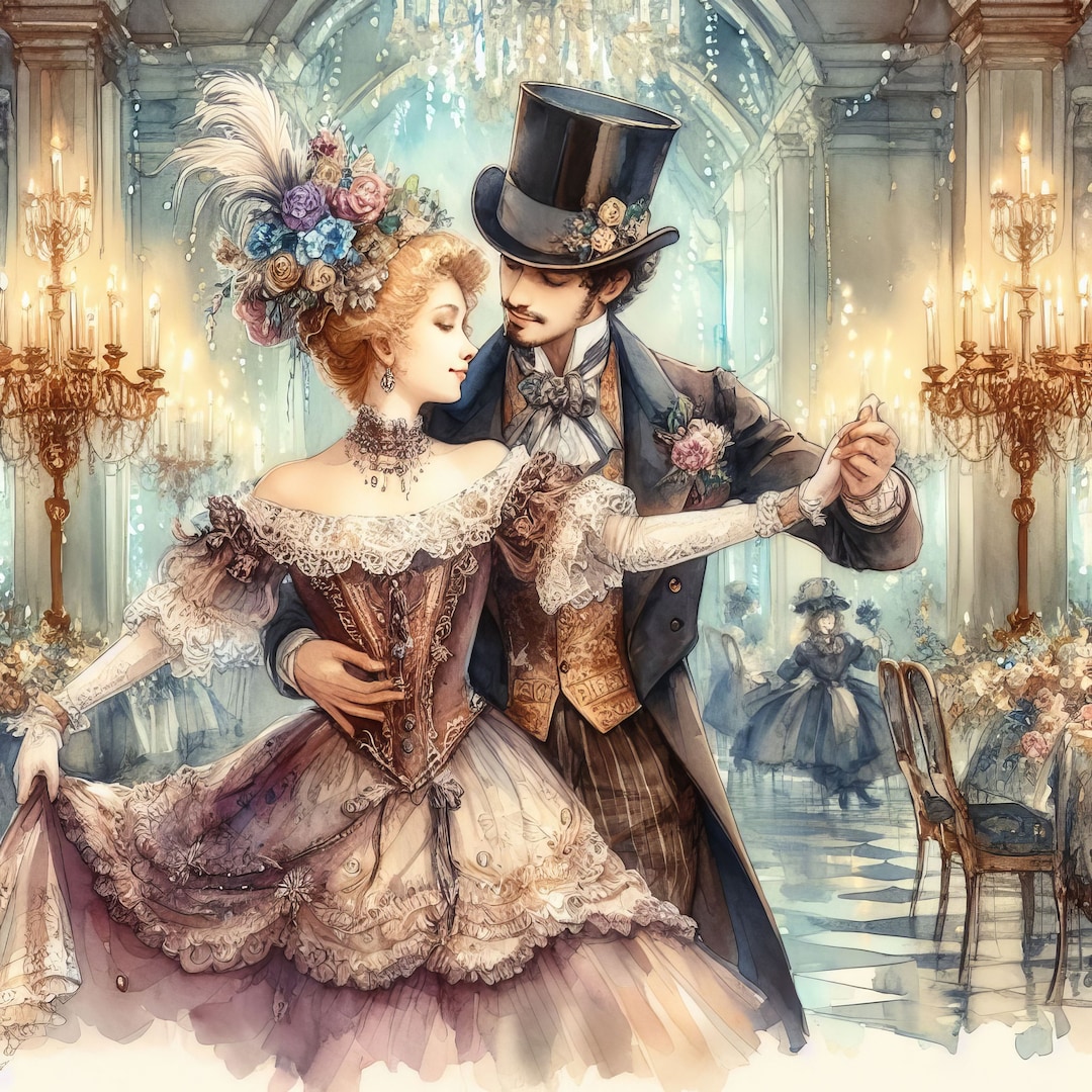 Victorian Dancing Clip Art 10 High Res Watercolor Jpgs for Junk ...