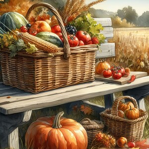 Fall Harvest Clip Art Bundle 10 High Res Watercolor Jpgs for Junk ...