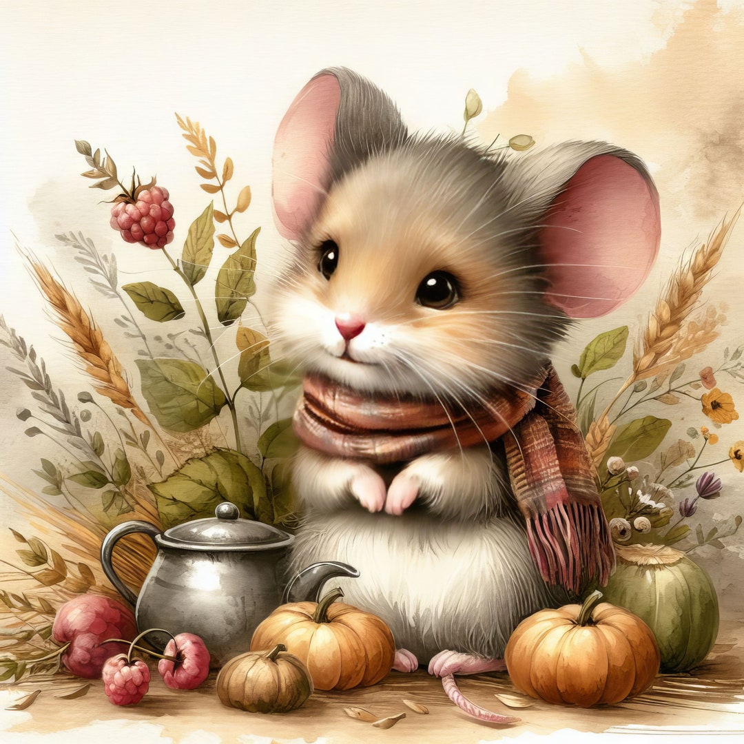 Autumn Mouse Clip Art Bundle 10 High Res Watercolor Jpgs Junk ...