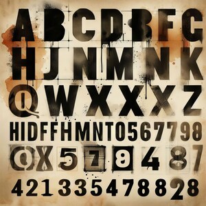 Grunge Letters and Numbers Clip Art Bundle 10 High Res Watercolor Jpgs ...