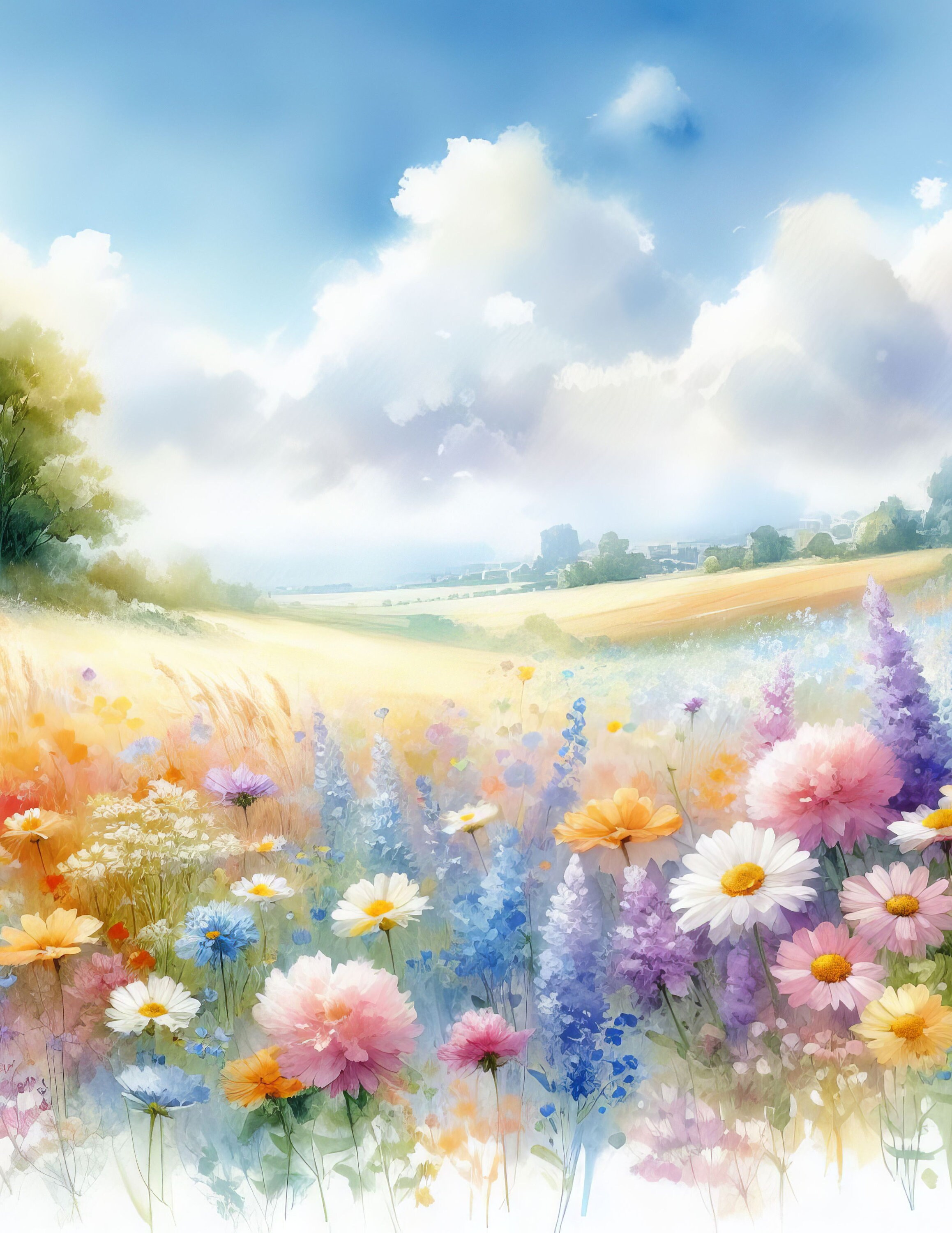 Pastel Meadow 10 High Res Watercolor Jpgs for Junk Journaling ...