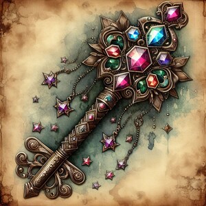 Gothic Jeweled Key Clip Art 10 High Res Watercolor Jpgs for Junk ...