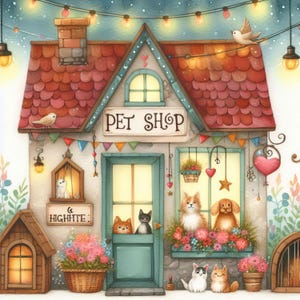 Pet Shop Clip Art 10 High Res Watercolor Jpgs Junk Journaling ...