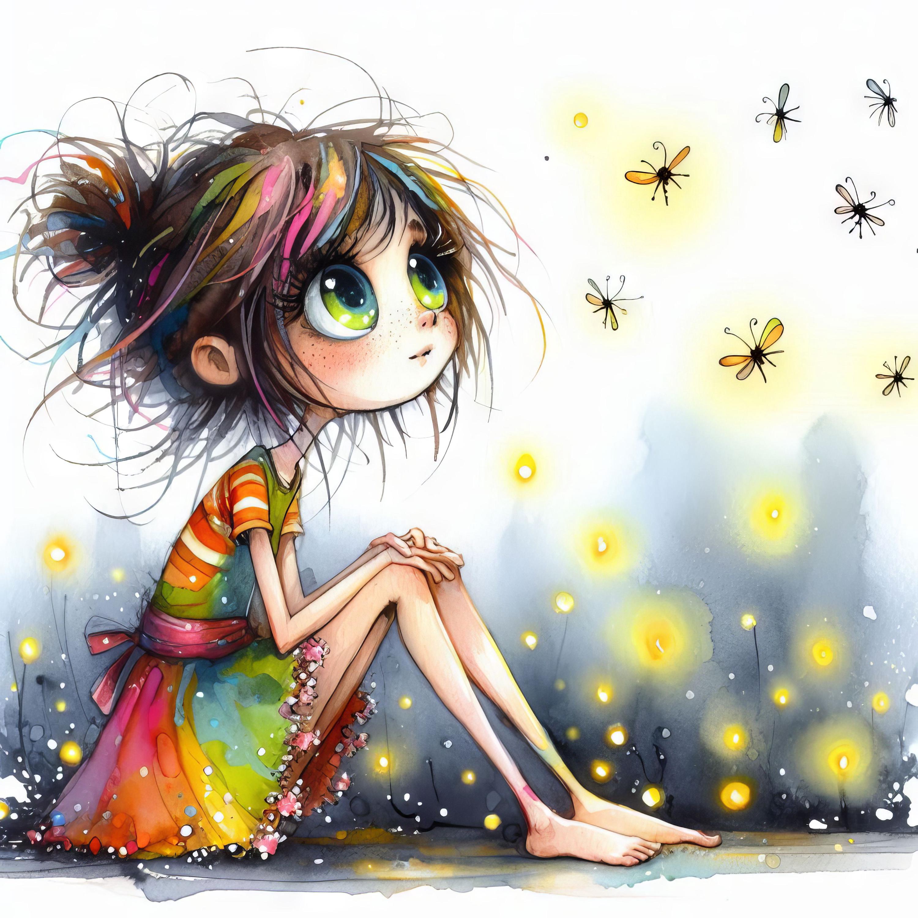 Quirky Fireflies: Clip Art, 10 High Res Watercolor Jpgs, Junk ...