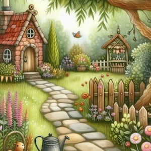 Fantasy Garden Path: Clipart Bundle 10 High Res Watercolor Jpgs for ...