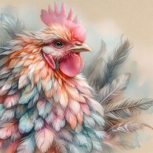 Pastel Chicken Clip Art Bundle 10 High Res Watercolor Jpgs for Junk ...