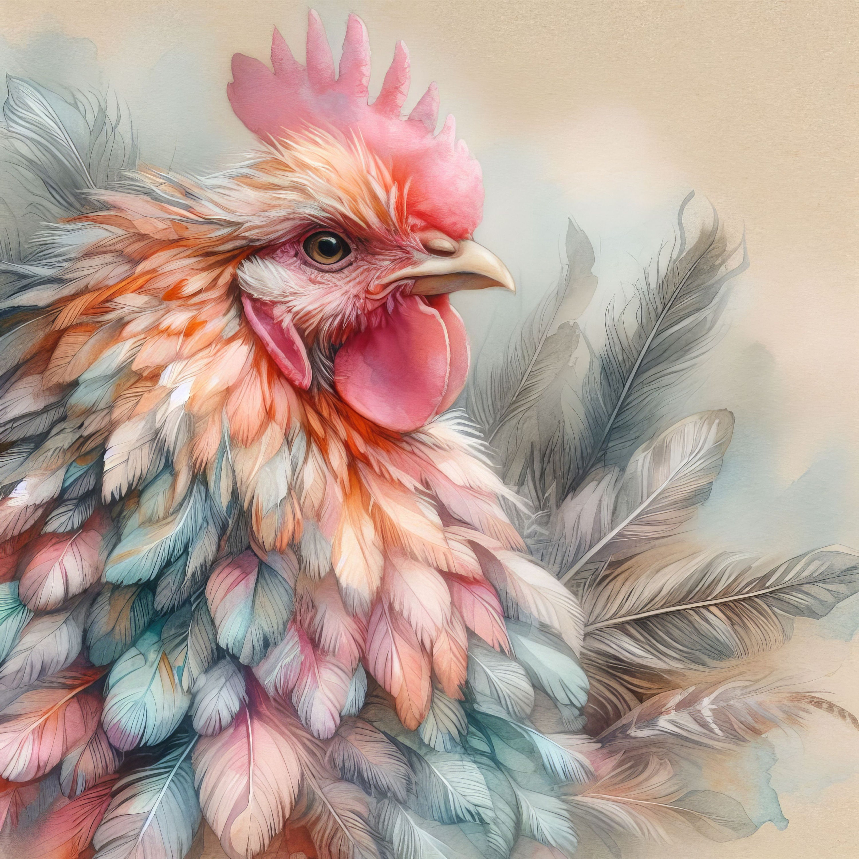 Pastel Chicken Clip Art Bundle 10 High Res Watercolor Jpgs for Junk ...