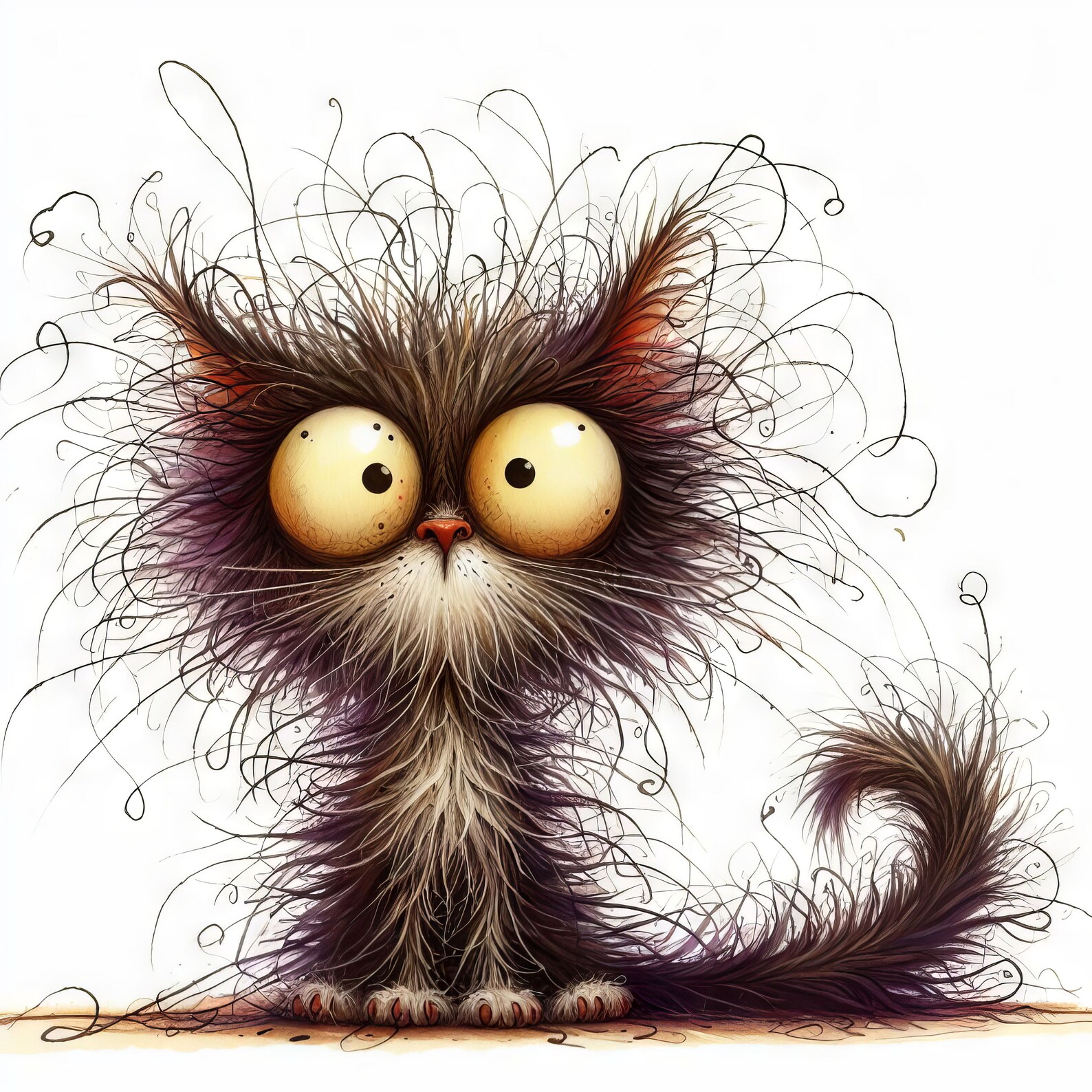 Frazzled Cat Clip Art 10 High Res Watercolor Jpgs for Junk Journaling ...