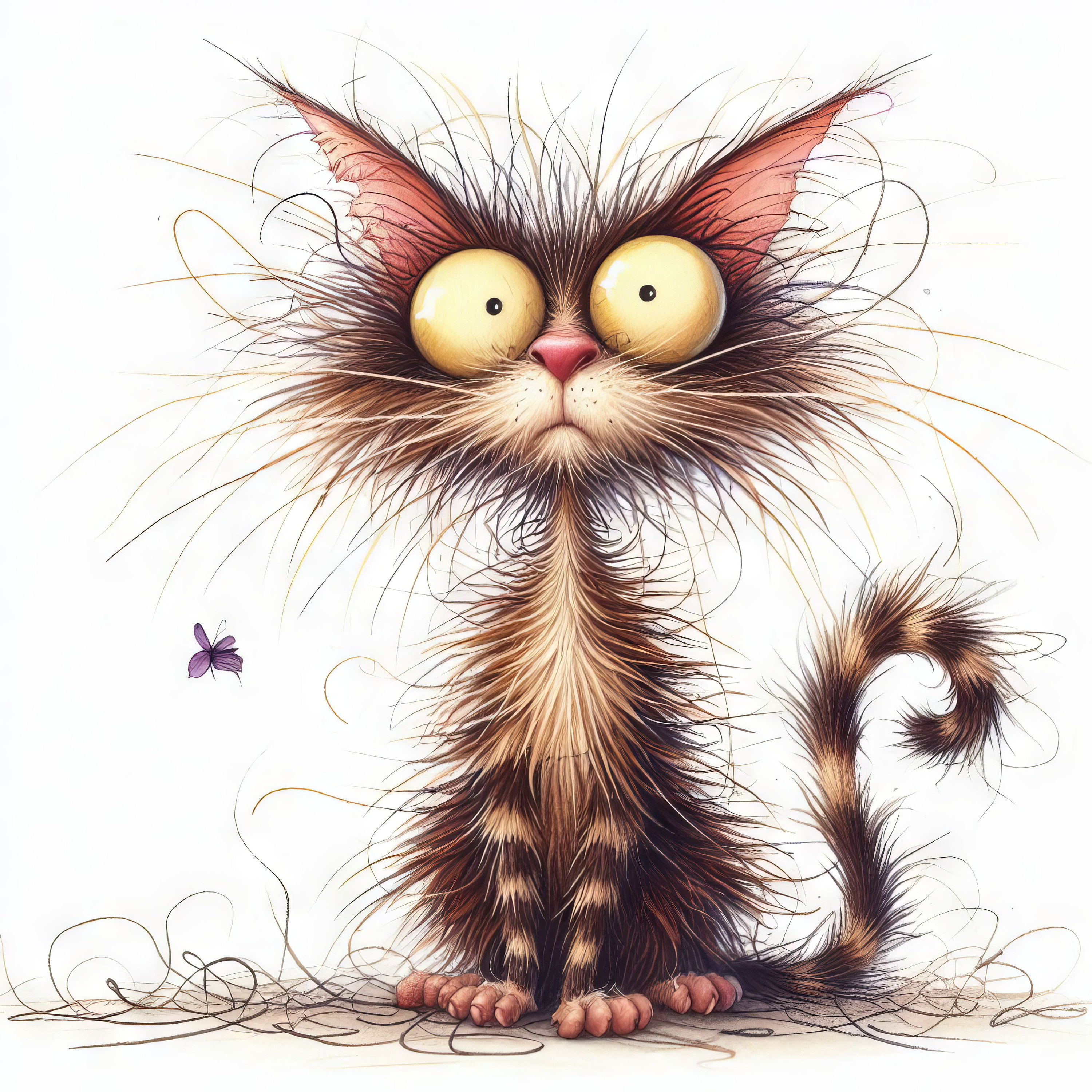 Frazzled Cat #2 Clip Art 10 High Res Watercolor Jpgs for Junk ...