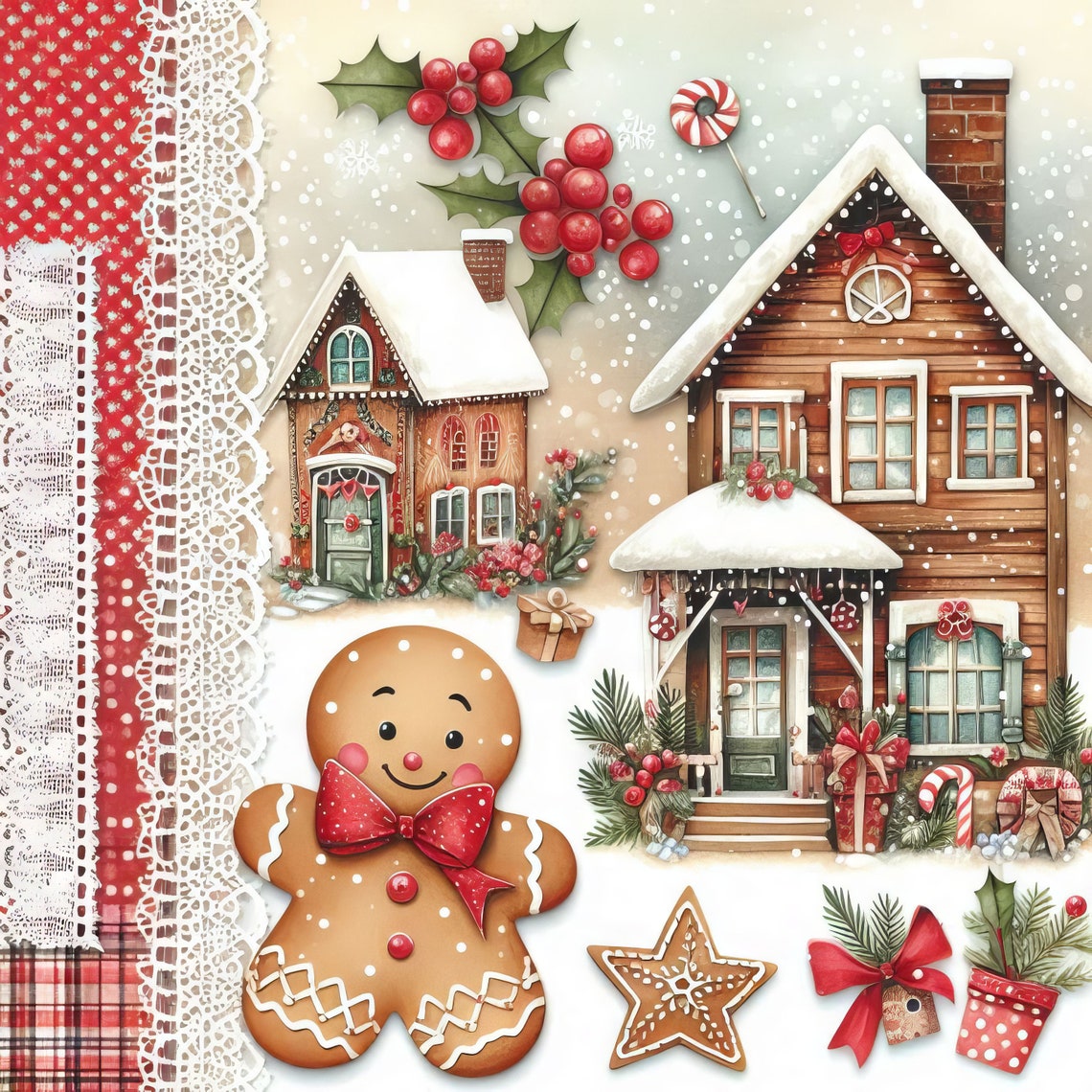 Gingerbread Man Paper: Clip Art. 10 High Res Watercolor Jpgs. Junk ...