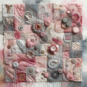 Pink Boho Fabric Collage: 10 High Res Watercolor Jpgs, Junk Journaling ...