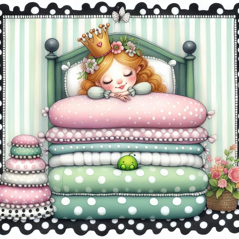 The Princess and the Pea: 10 High Res Watercolor Jpgs, Junk Journaling ...