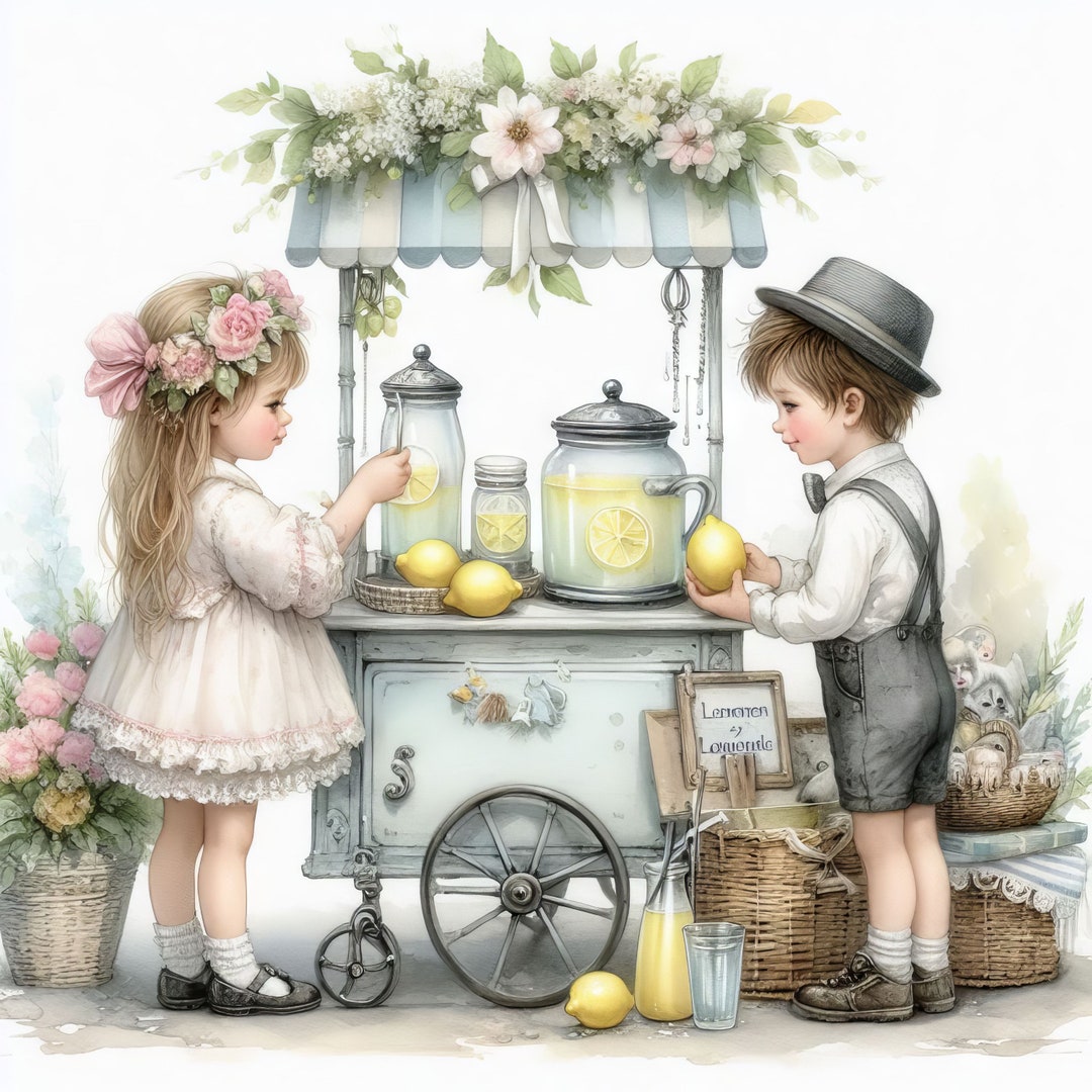 Lemonade Stand Clip Art Bundle 10 High Res Watercolor Jpgs for Junk ...