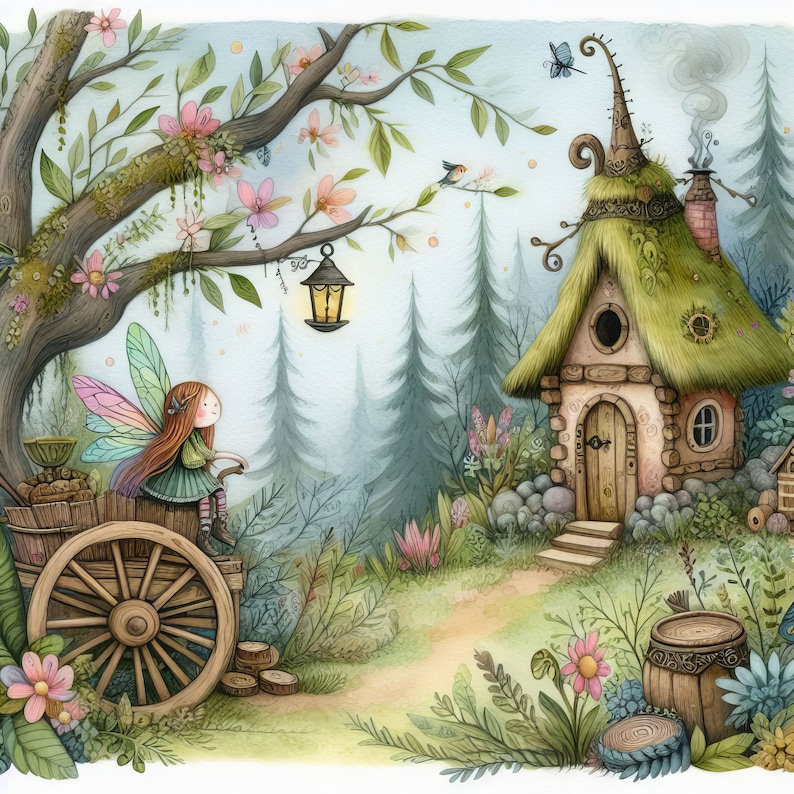 Whimsical Fairy Clip Art 10 High Res Watercolor Jpgs for Junk ...