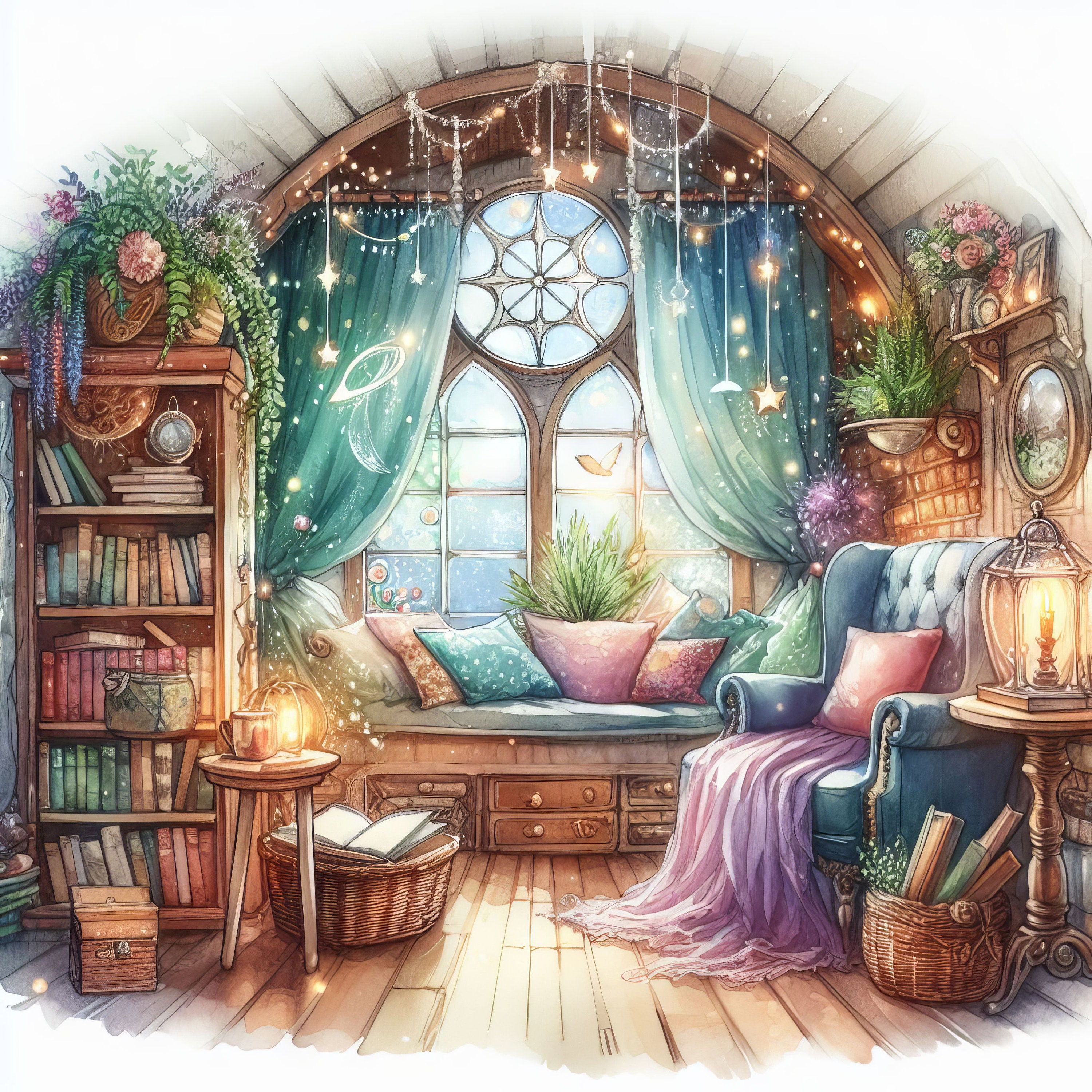 Magical Room: Clip Art, 10 High Res Watercolor Jpgs, Junk Journaling ...