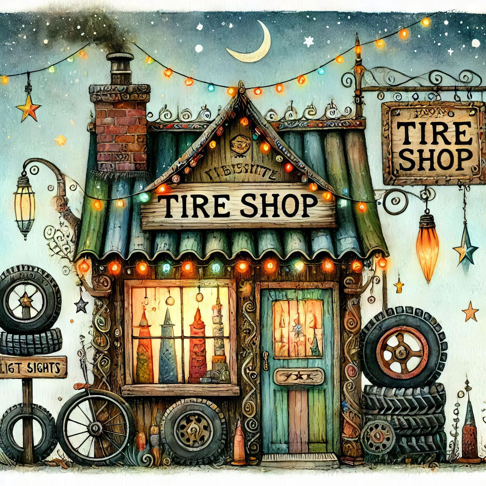 Tire Shop: Clip Art, 10 High Res Watercolor Jpgs, Junk Journaling ...
