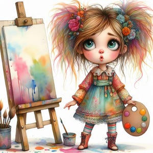 Whimsical Little Artist: Clip Art, 10 High Res Watercolor Jpgs, Junk ...