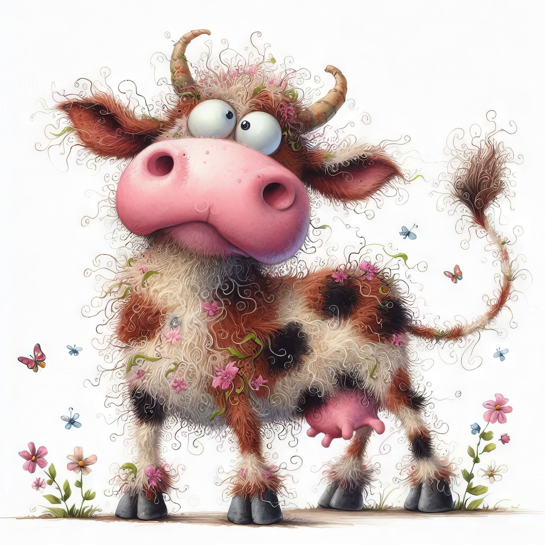 Frazzled Cow Clip Art 10 High Res Watercolor Jpgs for Junk Journaling, Scrapbooking, Card Making ...