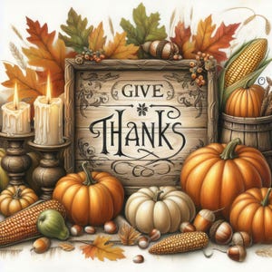 Give Thanks Clip Art Bundle 10 High Res Watercolor Jpgs for Junk ...