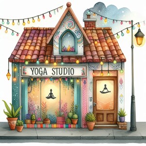 Yoga Studio Clip Art 10 High Res Watercolor Jpgs Junk Journaling ...