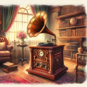 Vintage Victrola Clip Art 10 High Res Watercolor Jpgs for Junk ...