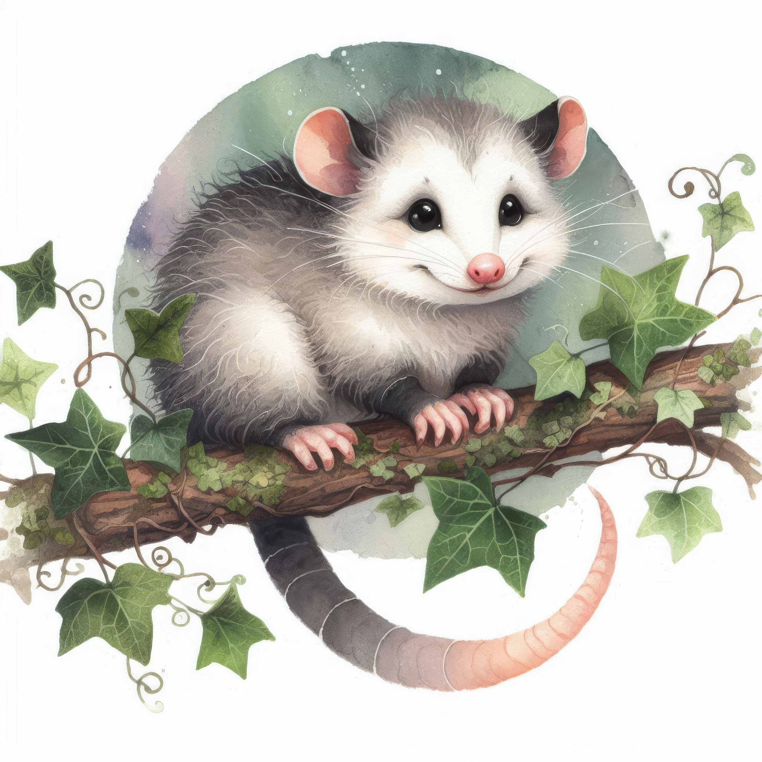 Possum Clip Art 10 High Res Watercolor Jpgs for Junk Journaling ...
