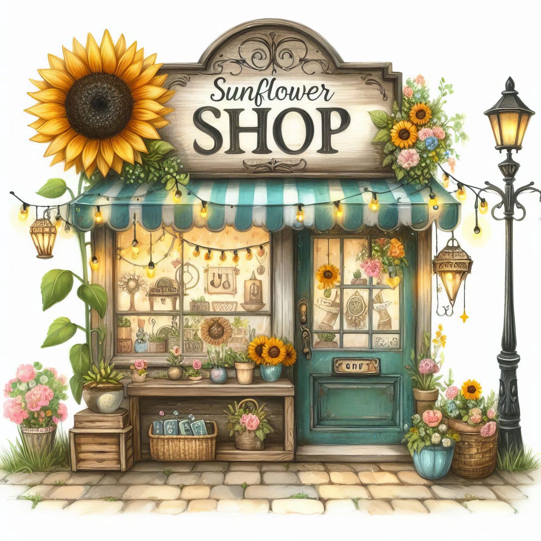 Sunflower Shop: Clipart, 10 High Res Watercolor Jpgs, Junk Journaling ...