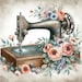 Vintage Sewing Machine: Clip Art Bundle 10 High Res Watercolor Jpgs for ...