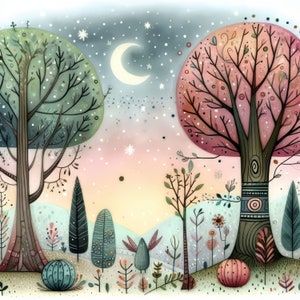 Whimsical Trees Clip Art Bundle 10 High Res Watercolor Jpgs Junk ...