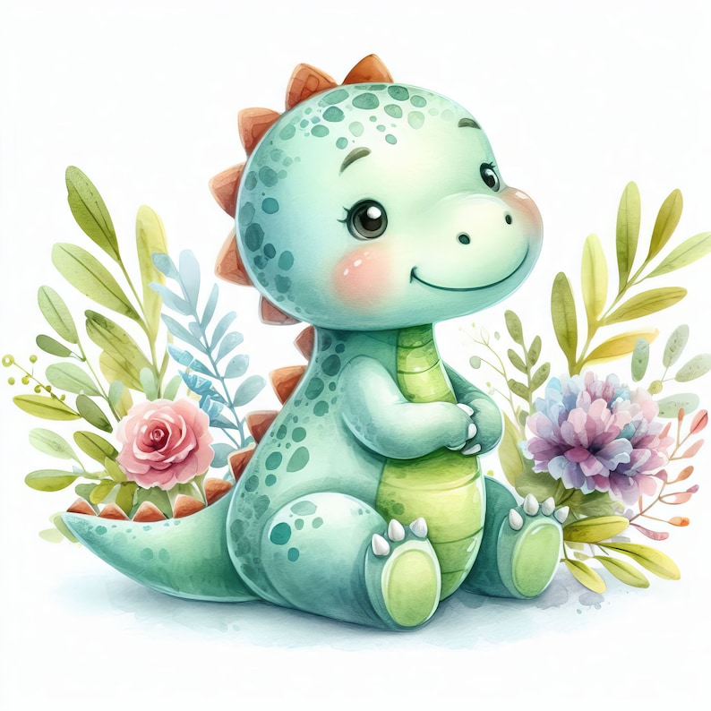 Cute Dinosaur Clip Art 10 High Res Watercolor Jpgs for Junk Journaling ...