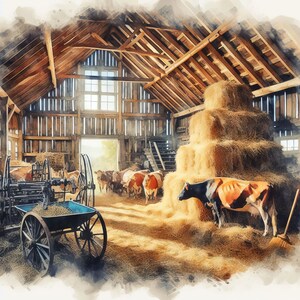 Inside the Barn Clip Art 10 High Res Watercolor Jpgs for Junk ...
