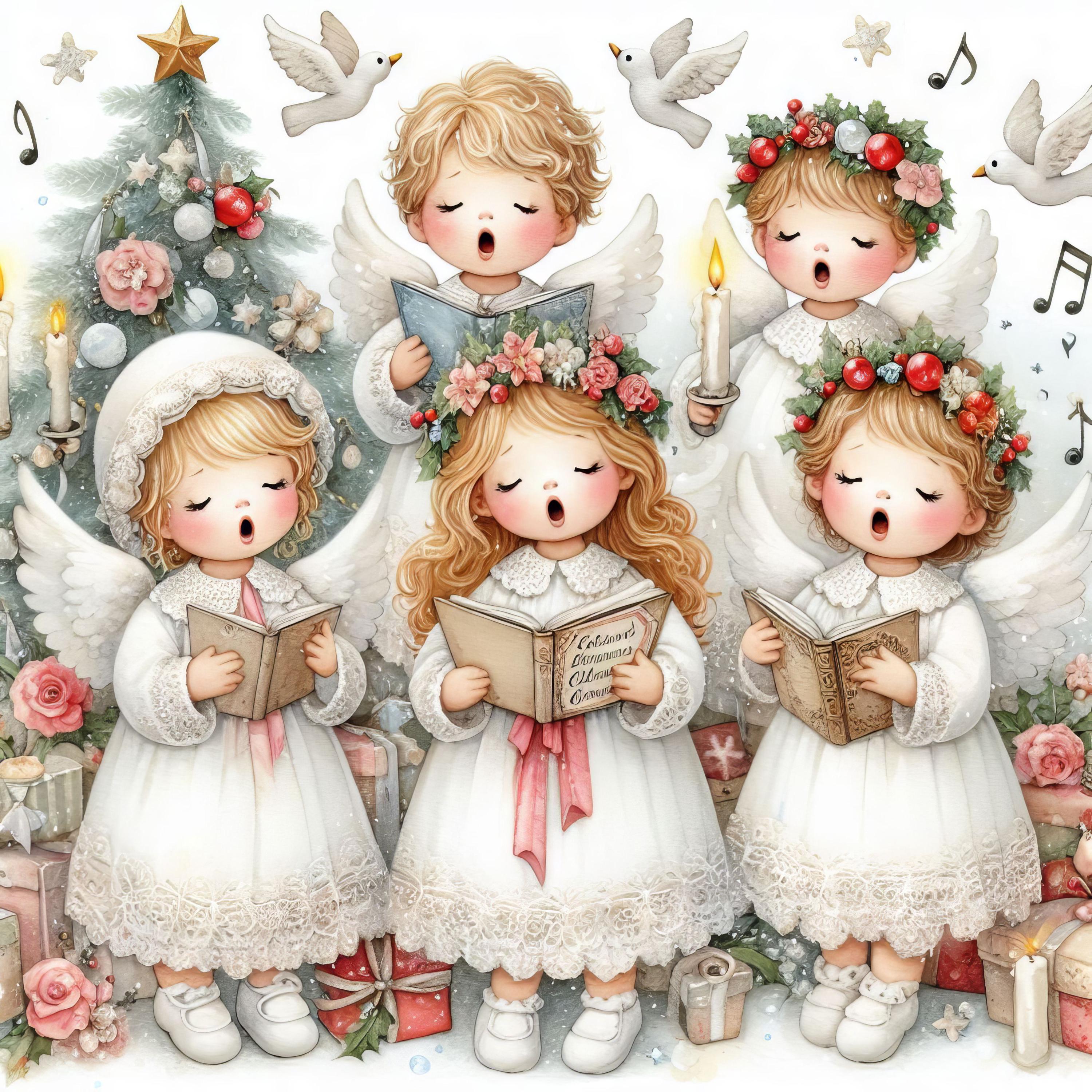 Choir of Angels: Clip Art, 10 High Res Watercolor Jpgs, Junk Journaling ...