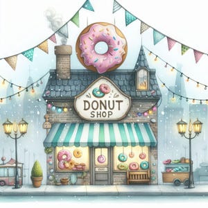 Donut Shop Clip Art 10 High Res Watercolor Jpgs Junk Journaling ...