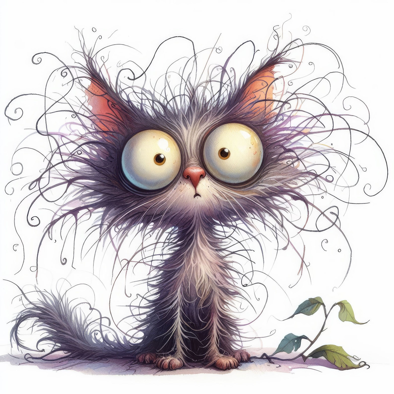 Frazzled Cat Clip Art 10 High Res Watercolor Jpgs for Junk Journaling ...