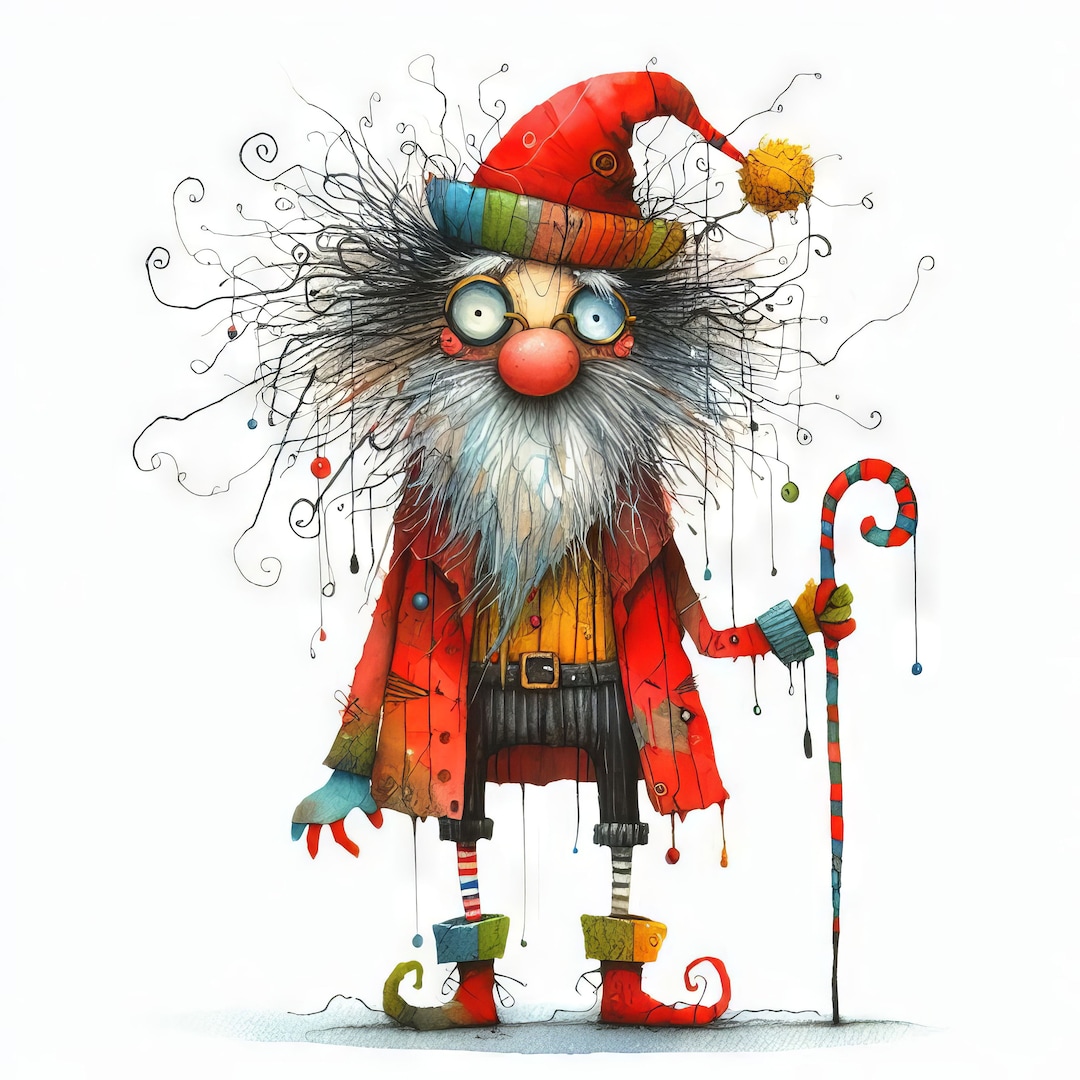 Quirky Santa Clip Art 10 High Res Watercolor Jpgs for Junk Journaling ...