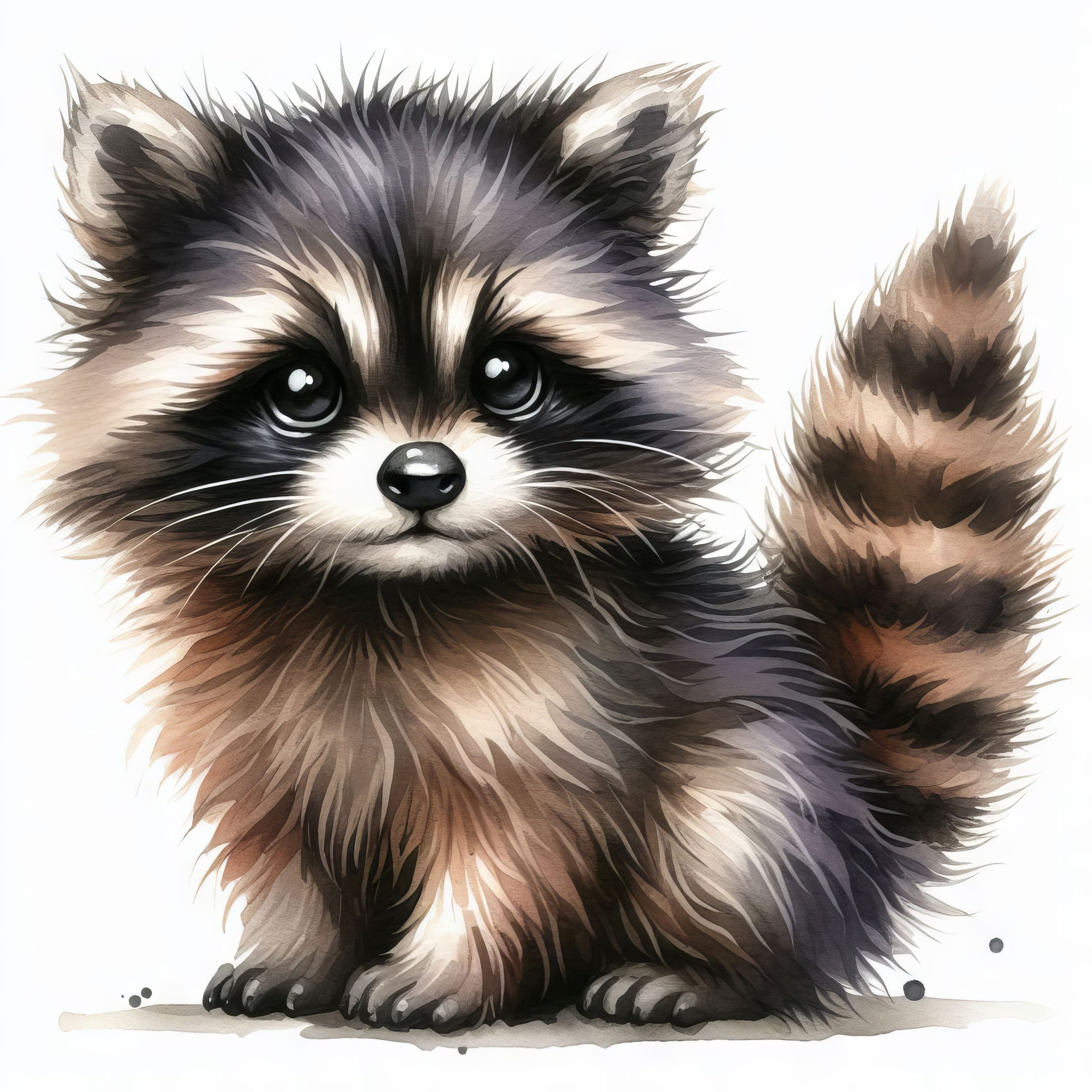 Cute Raccoon Clip Art 10 High Res Watercolor Jpgs for Junk Journaling ...