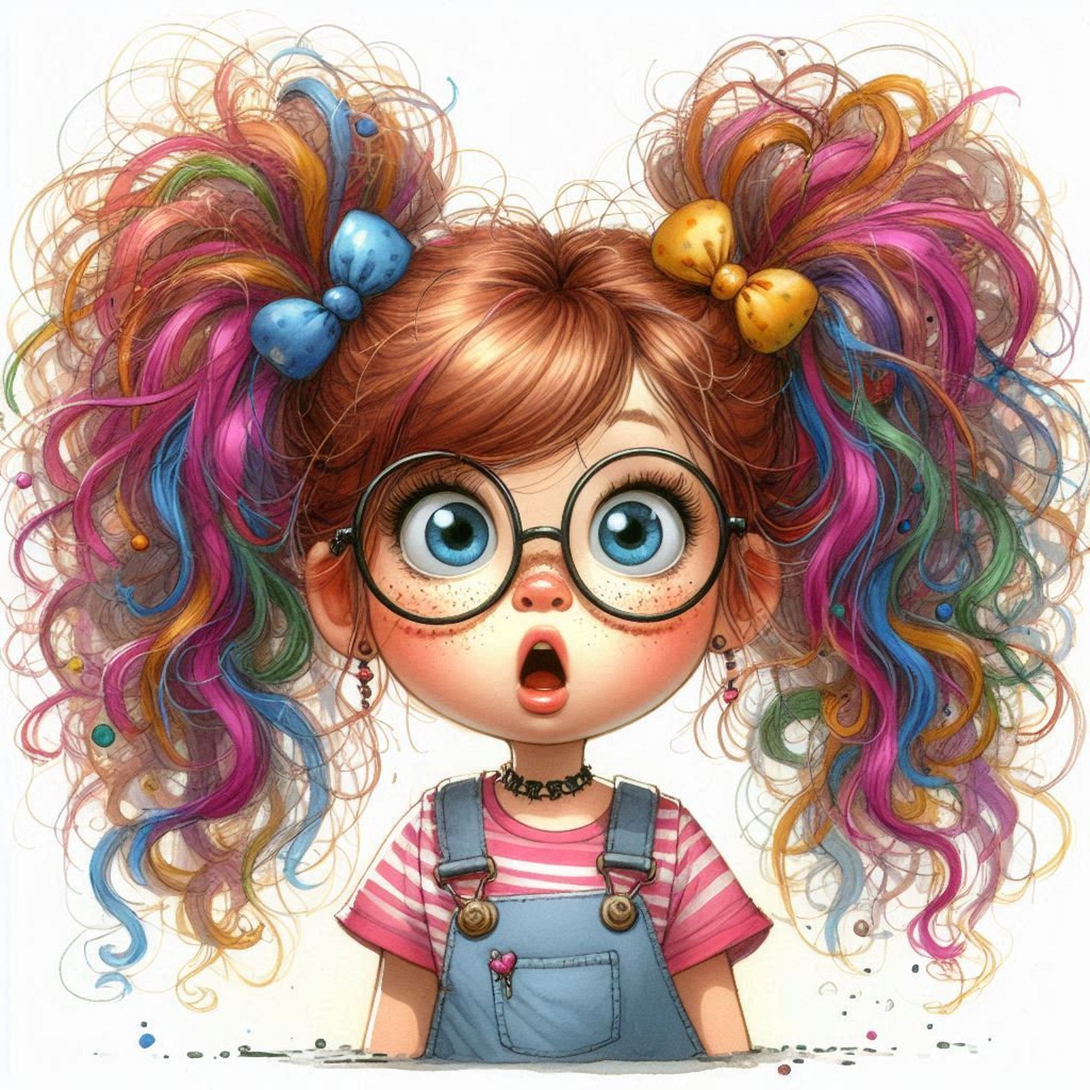 Quirky Little Girl: Clip Art, 10 High Res Watercolor Jpgs, Junk ...