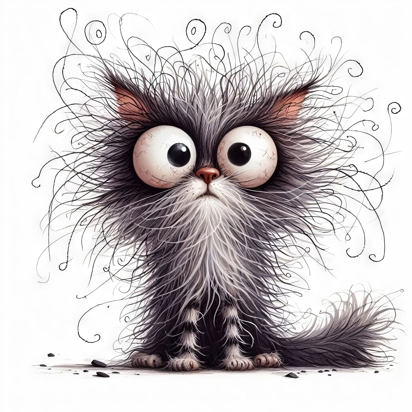 Frazzled Cat Clip Art 10 High Res Watercolor Jpgs for Junk Journaling ...
