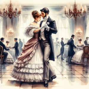 Victorian Dancing Clip Art Bundle 10 High Res Watercolor Jpgs for Junk ...