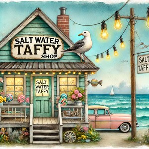 Saltwater Taffy Shop 10 High Res Watercolor Jpgs Junk Journaling ...
