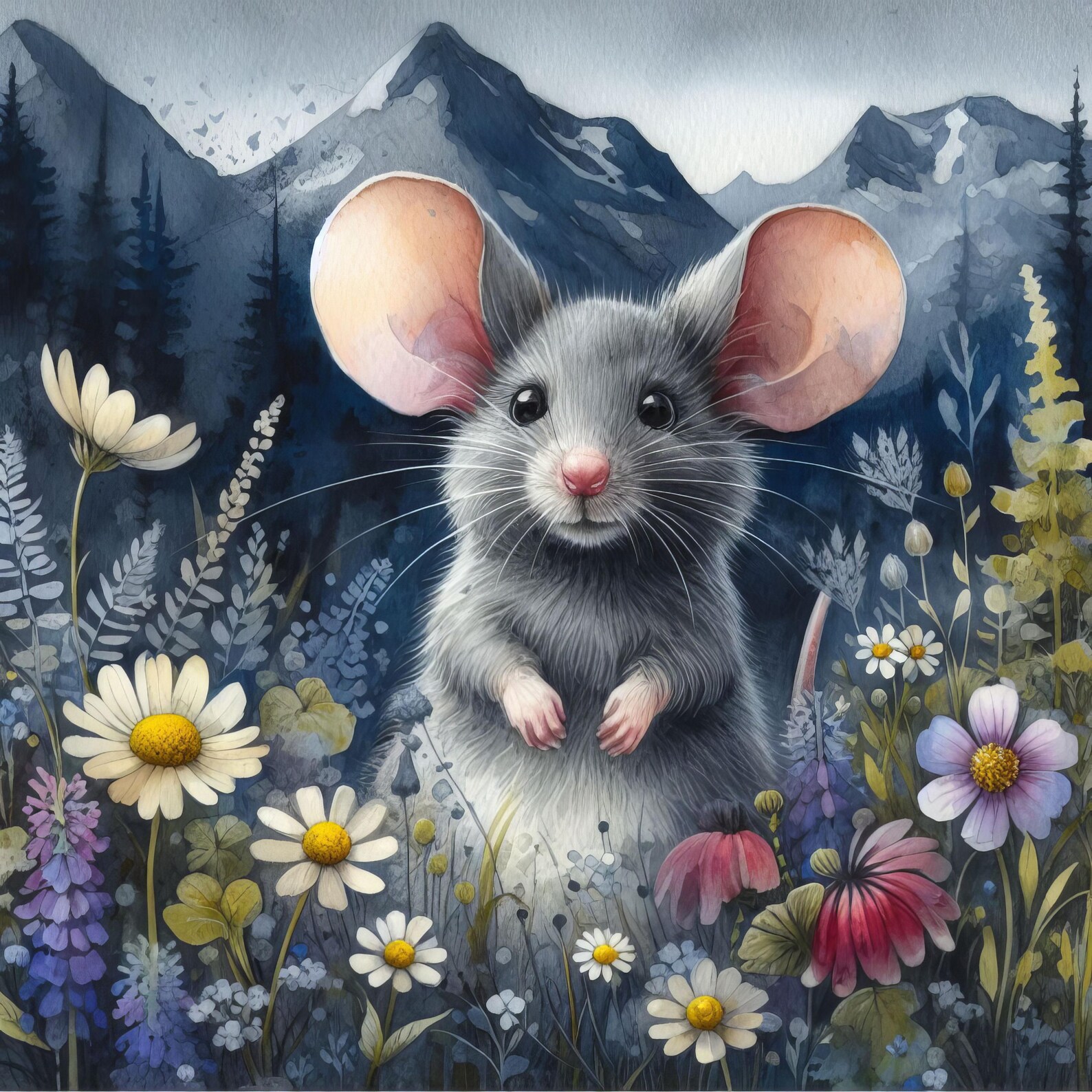 Mountain Meadow Mouse 10 High Res Watercolor Jpgs for Junk Journaling ...