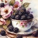 Teacup Blackberries Clipart Bundle 10 High Res Watercolor Jpgs for Junk ...