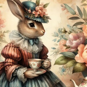 Victorian Lady Bunnies: Clip Art Bundle 10 High Res Watercolor Jpgs for ...