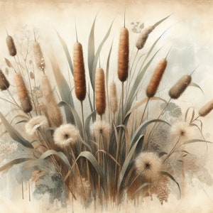 Cattails Paper 10 High Res Watercolor Jpgs for Junk Journaling ...