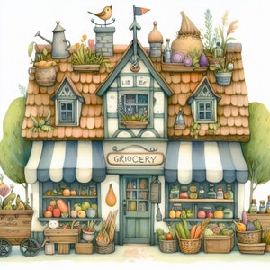 Whimsical Grocery Store Clip Art 10 High Res Watercolor Jpgs for Junk ...