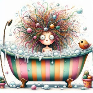 Quirky Bubble Bath Clip Art 10 High Res Watercolor Jpgs Junk Journaling ...