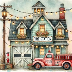 Fire Station 10 High Res Watercolor Jpgs Junk Journaling, Scrapbooking ...